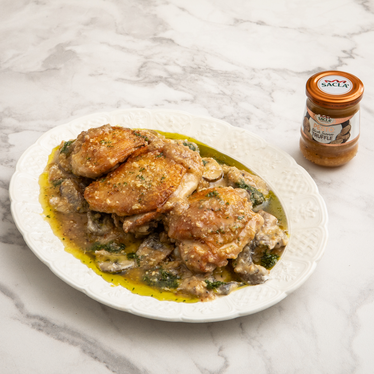 One-Pot Chicken and Mushroom with Truffle Pesto | Sacla'
