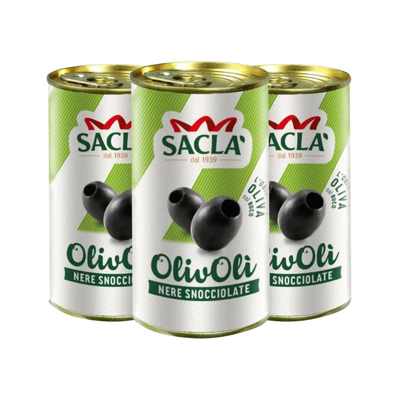 Sacla' Black Olives in Tin 190g | Italian Antipasti | Sacla'