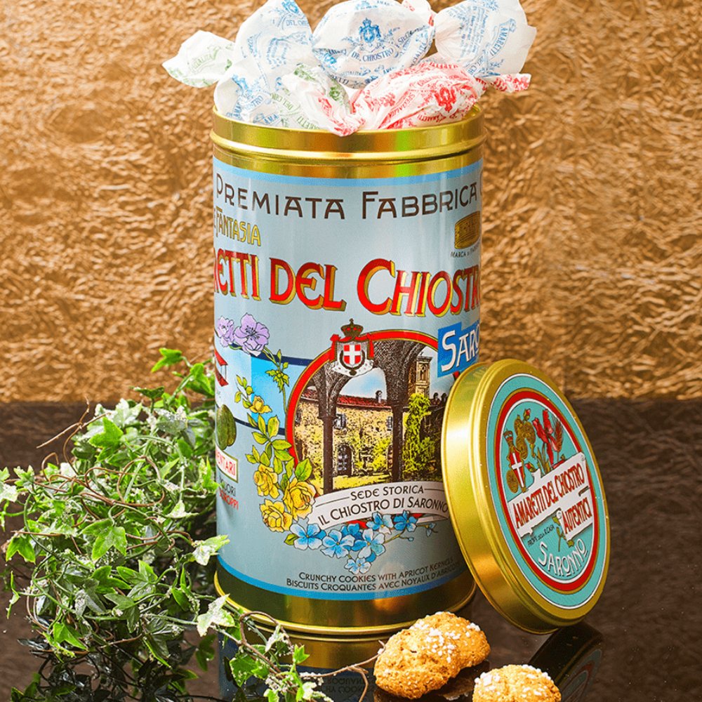 Crunchy Amaretti Retro Tin 210g by Lazzaroni | Sacla' UK